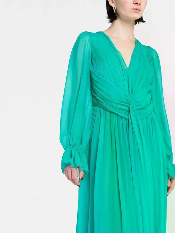 Alberta Ferretti Silk Ruched Maxi Dress