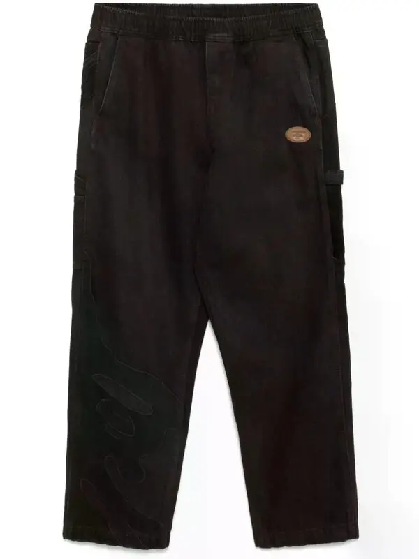 AAPE BY *A BATHING APE Logo Patch Straight-leg Trousers - Black