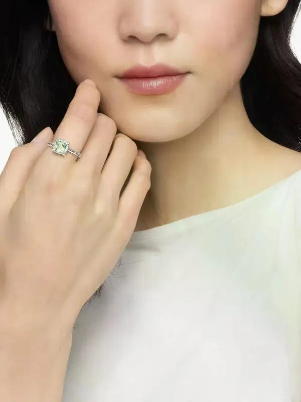 David Yurman Sterling Prasiolite And Diamond Petite Chatelaine Ring - Silver