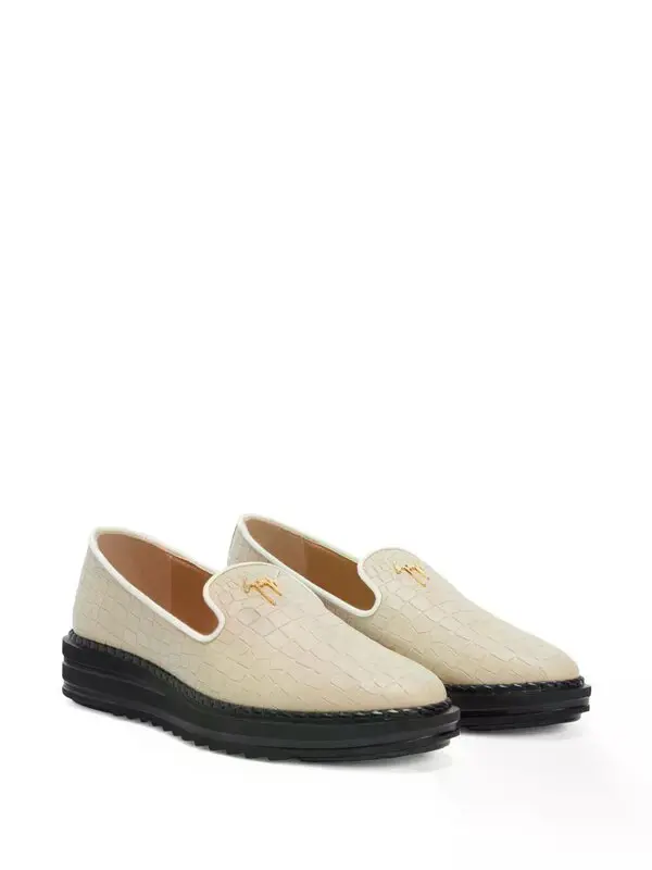GIUSEPPE ZANOTTI Tim Loafers With Logo Lettering - Neutrals