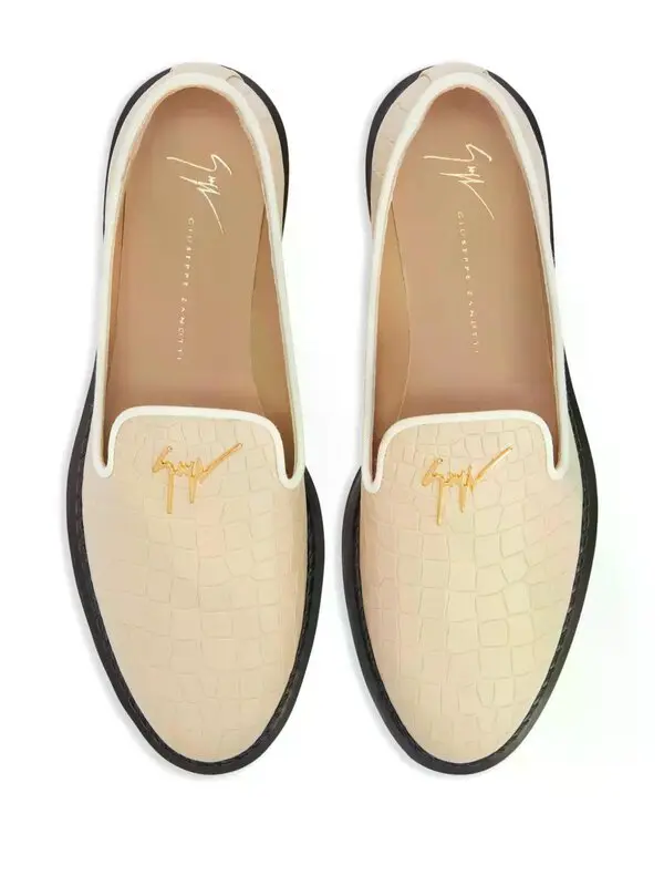 GIUSEPPE ZANOTTI Tim Loafers With Logo Lettering - Neutrals