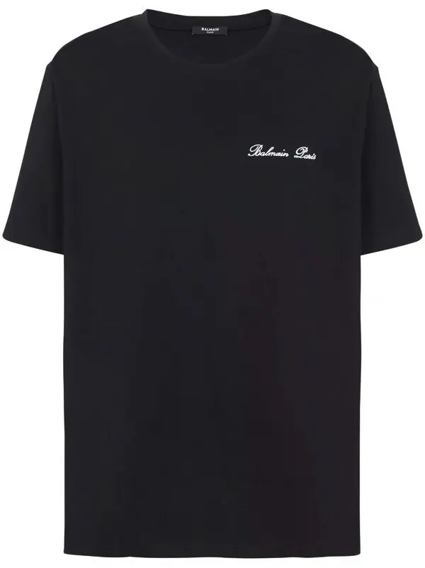 Balmain Logo-embroidered Cotton T-shirt - Black