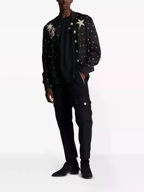 Balmain Logo-embroidered Cotton T-shirt - Black