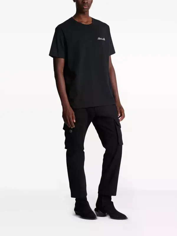 Balmain Logo-embroidered Cotton T-shirt - Black