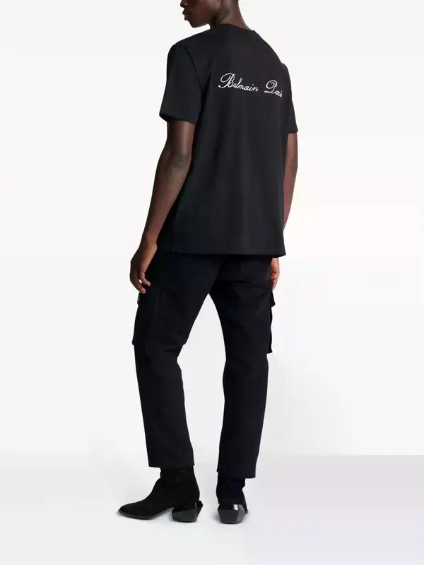 Balmain Logo-embroidered Cotton T-shirt - Black