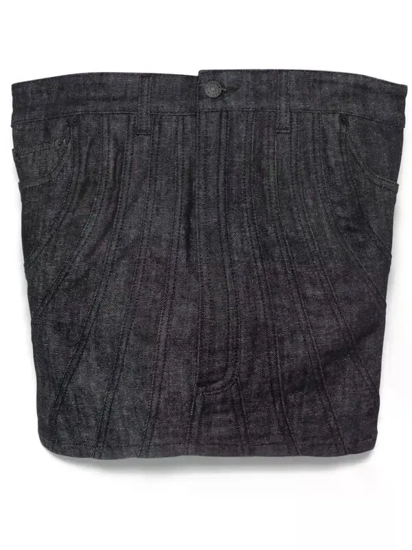 MUGLER Denim Bustier Top