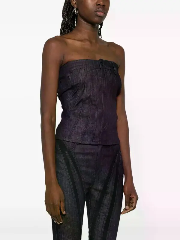 MUGLER Denim Bustier Top