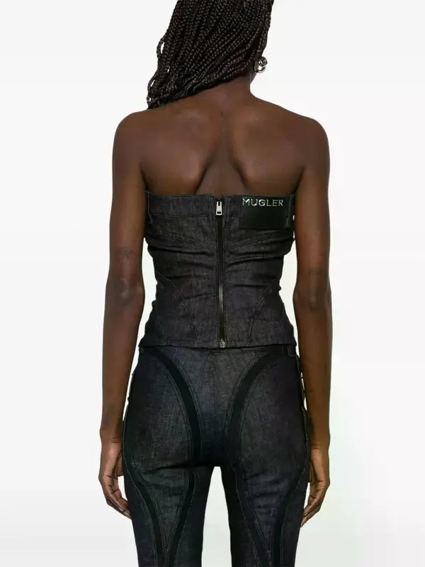 MUGLER Denim Bustier Top