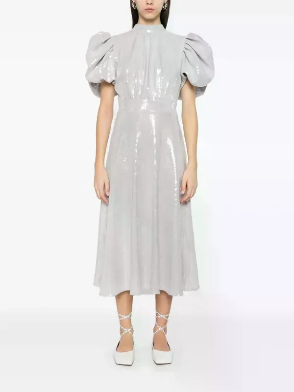 ROTATE BY BIRGER CHRISTENSEN Sequined Puff-sleeve Midi Dress