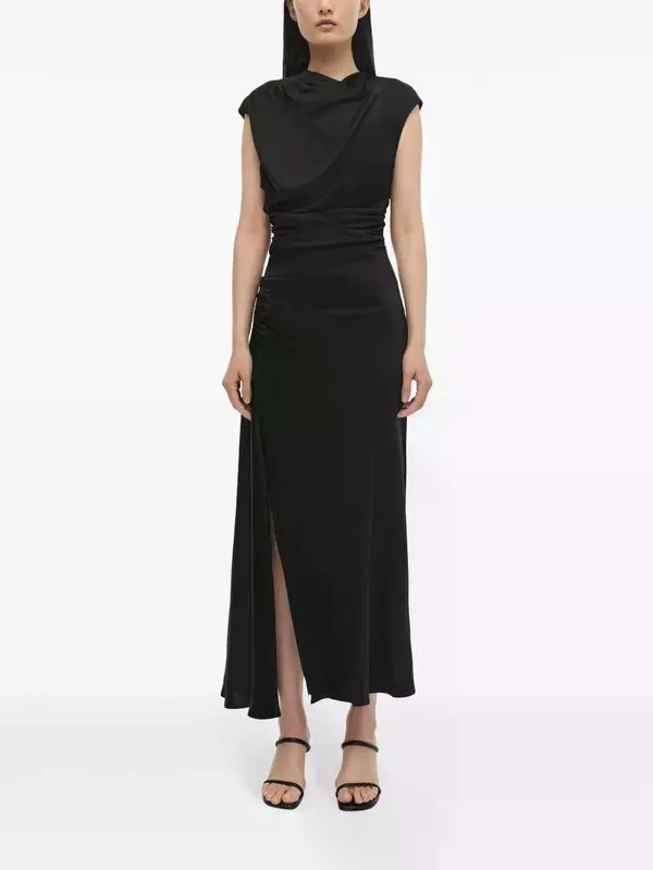 Simkhai Burke Asymmetric Draped Dress - Black