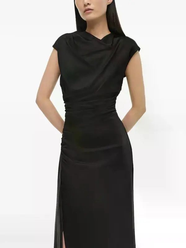 Simkhai Burke Asymmetric Draped Dress - Black