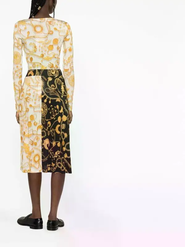 MARINE SERRE Graphic Print Long Sleeve V-neck Top