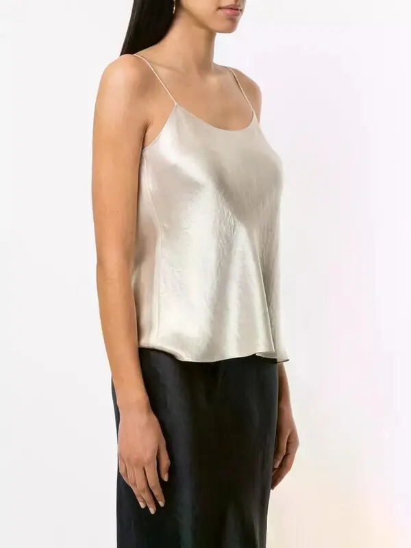 Vince Flared Metallic Tank Top - Silver