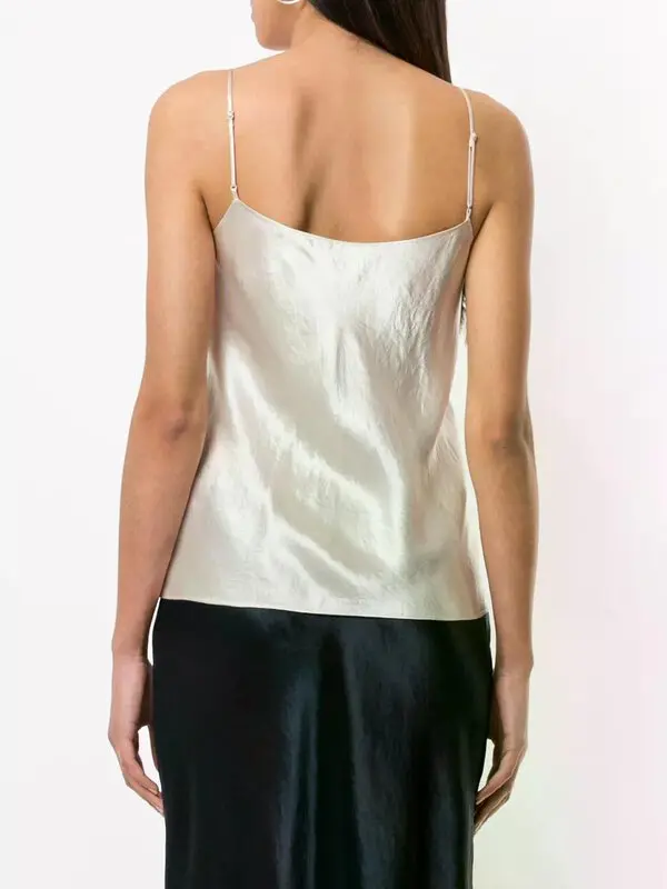 Vince Flared Metallic Tank Top - Silver
