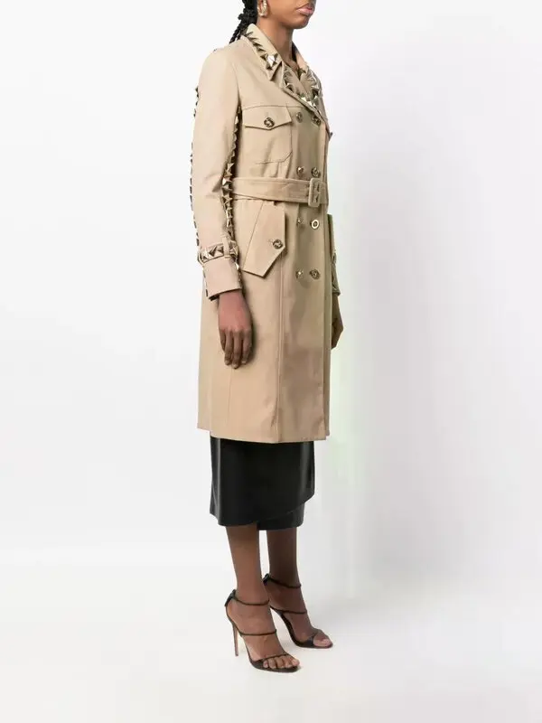 Philipp Plein Studded Belted Trench Coat