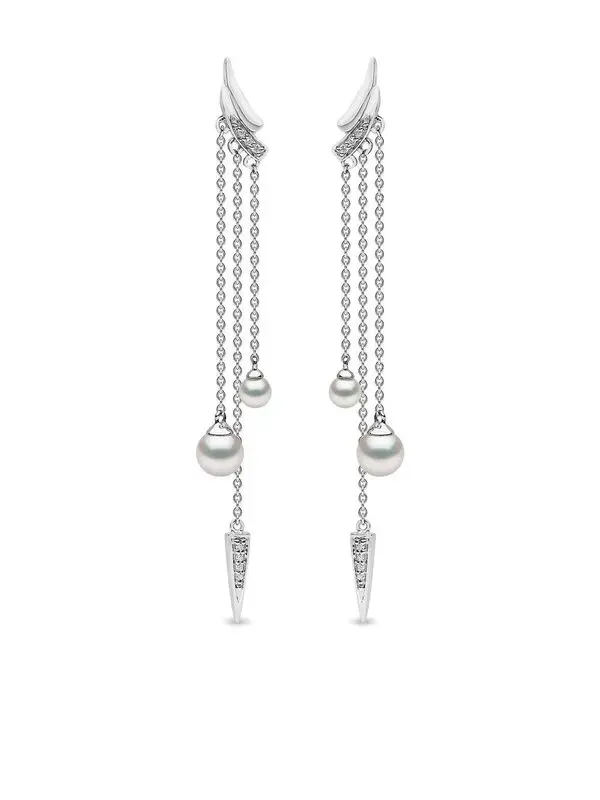 Yoko London 18kt White Gold Diamond And Pearl Drop Earrings - Silver