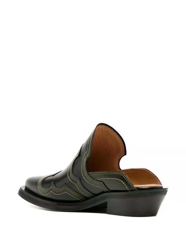 GANNI Embroidered Western Mules