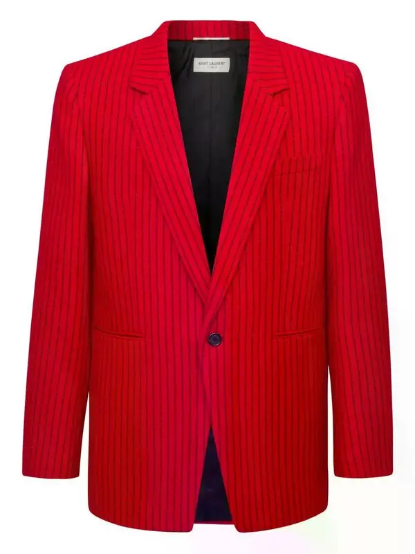 Saint Laurent Pinstripe-pattern Single-breasted Blazer - Red