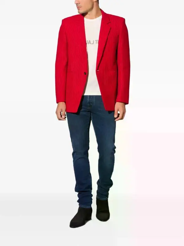 Saint Laurent Pinstripe-pattern Single-breasted Blazer - Red