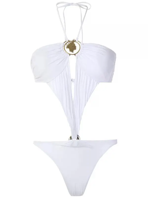 AMIR SLAMA Cut-out Halterneck Swimsuit - White