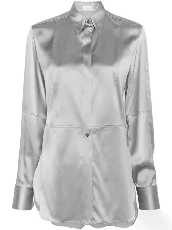 Brunello Cucinelli Long-sleeve Satin Shirt