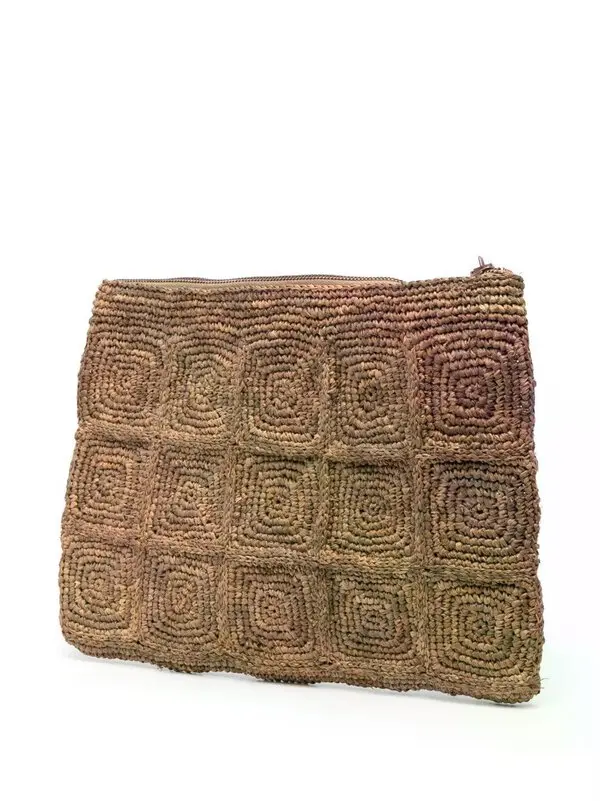 IBELIV Woven Raffia Clutch Bag With Leather Trim