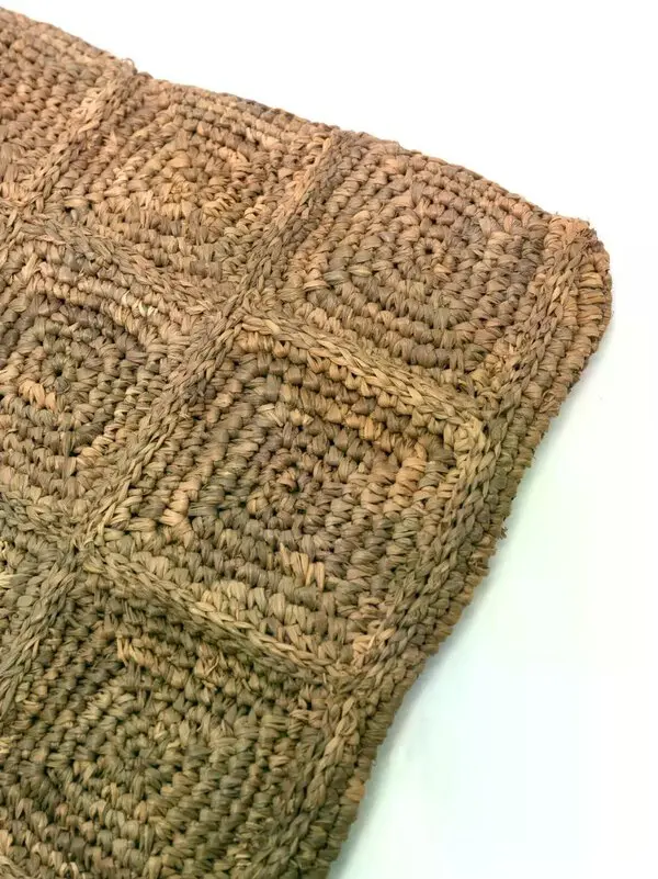 IBELIV Woven Raffia Clutch Bag With Leather Trim