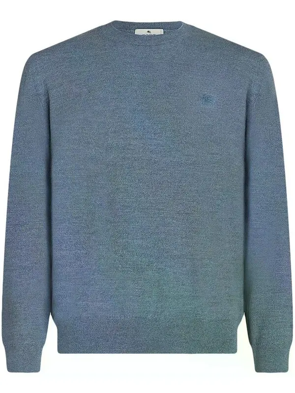 Etro Pegaso-embroidered Fine Knit Sweater - Blue