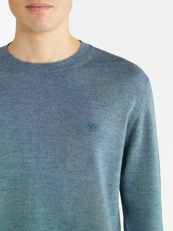 Etro Pegaso-embroidered Fine Knit Sweater - Blue