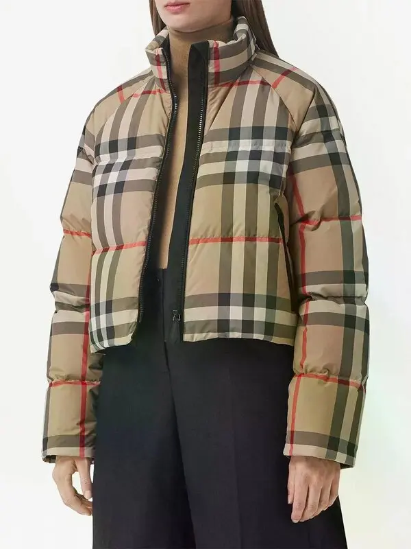 Burberry Vintage Check Cropped Puffer Jacket
