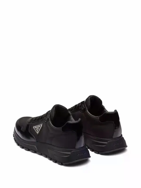 Prada Re-nylon And Brushed Leather Lace-up Sneakers - Black