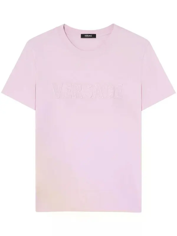 Versace Logo-embroidered Fringed T-shirt