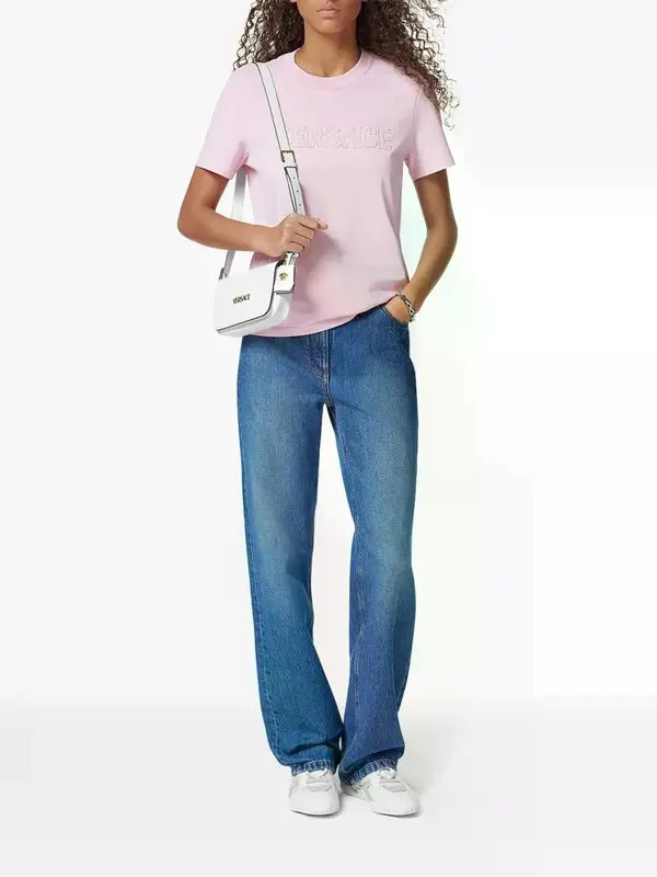 Versace Logo-embroidered Fringed T-shirt