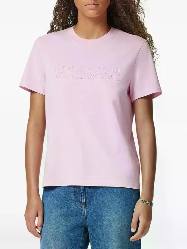 Versace Logo-embroidered Fringed T-shirt