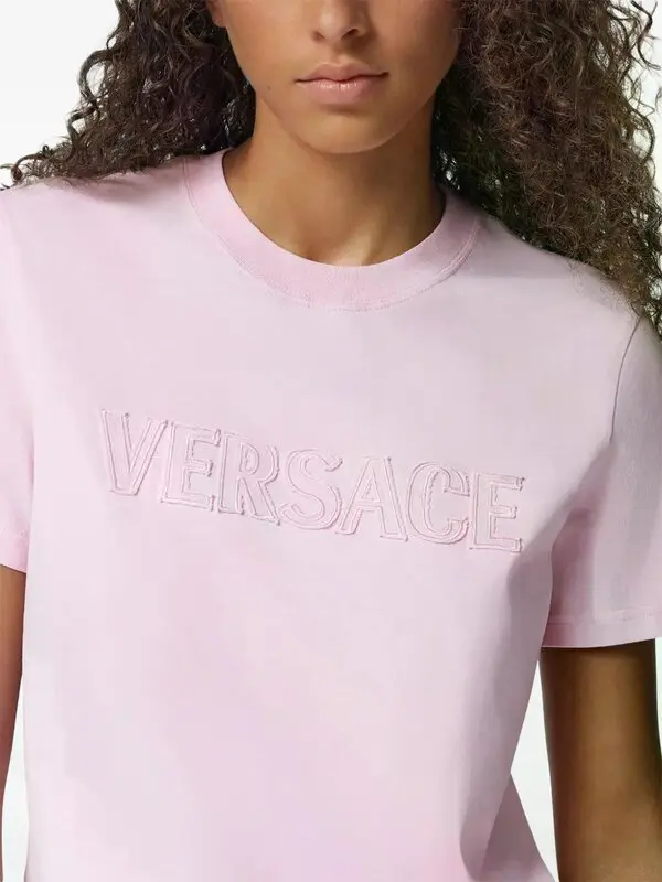 Versace Logo-embroidered Fringed T-shirt