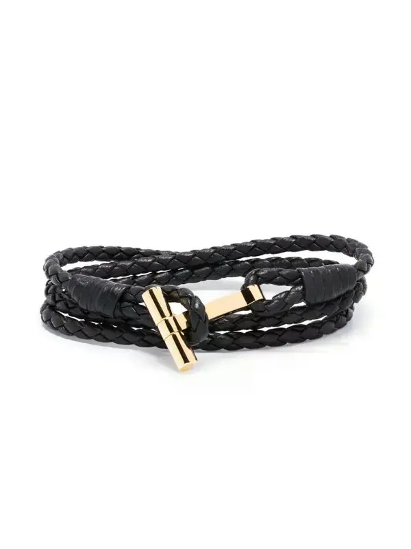 TOM FORD T-logo Braided Bracelet - Black