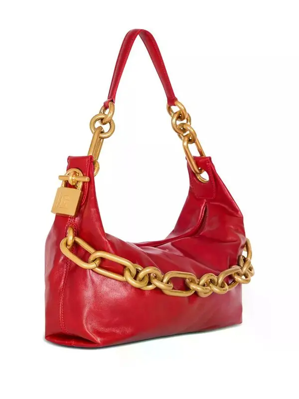 Balmain Medium Leather Shoulder Bag - Red