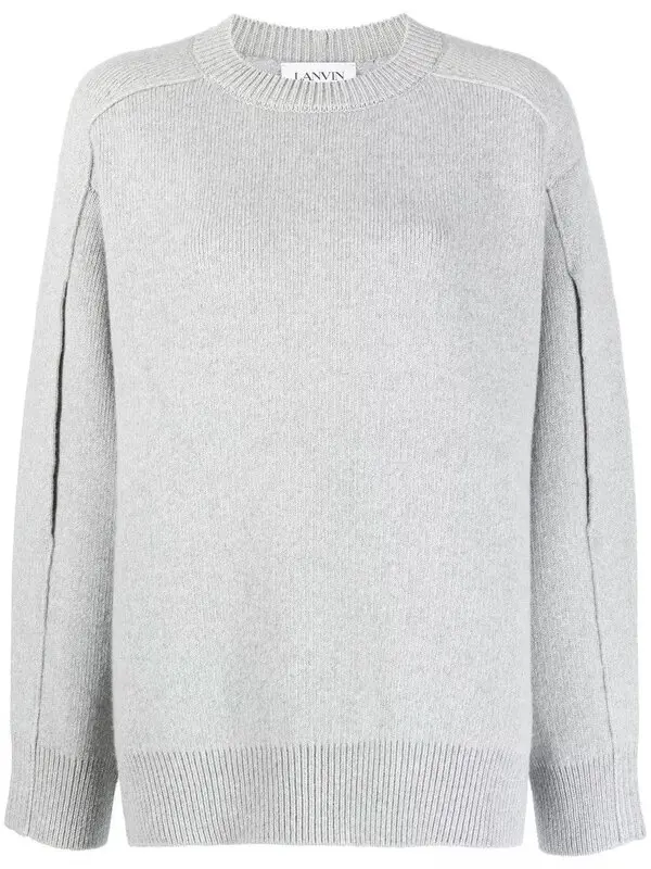 LANVIN Round-neck Cape-back Jumper - Grey