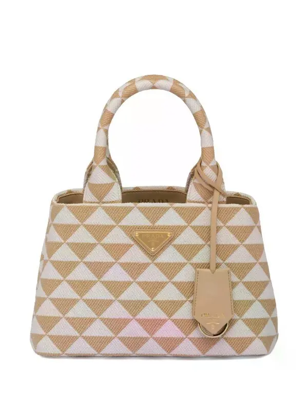 Prada Symbole Embroidered Tote - Neutrals