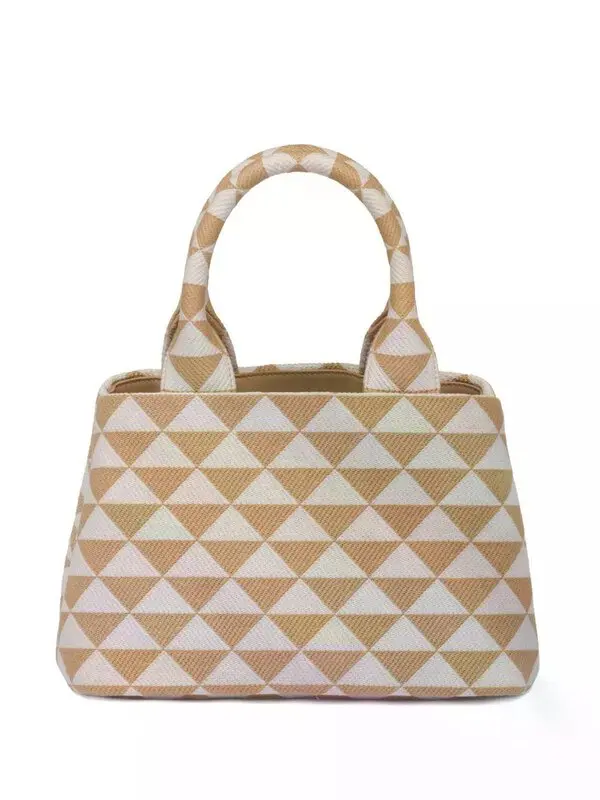 Prada Symbole Embroidered Tote - Neutrals