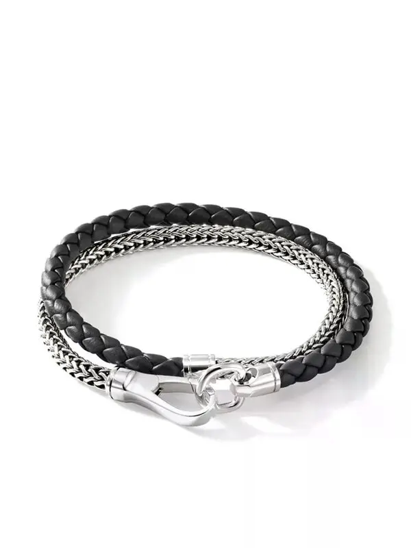 John Hardy Sterling And Leather Wrap Bracelet - Silver