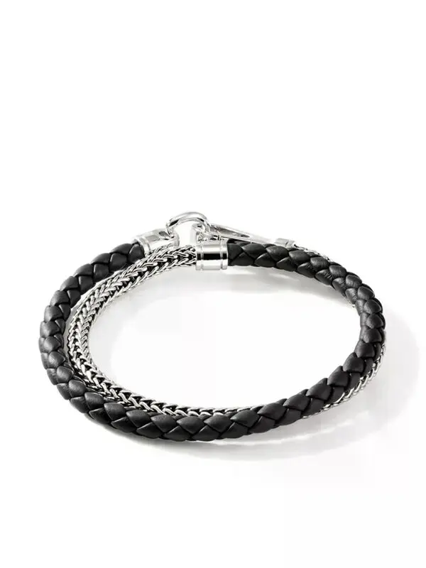 John Hardy Sterling And Leather Wrap Bracelet