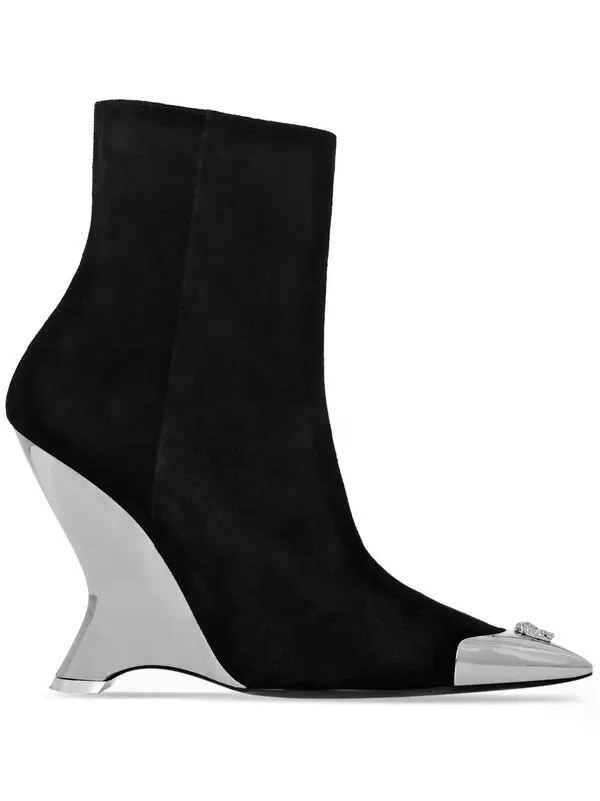 Philipp Plein Pointed-toe Suede Ankle Boots - Black