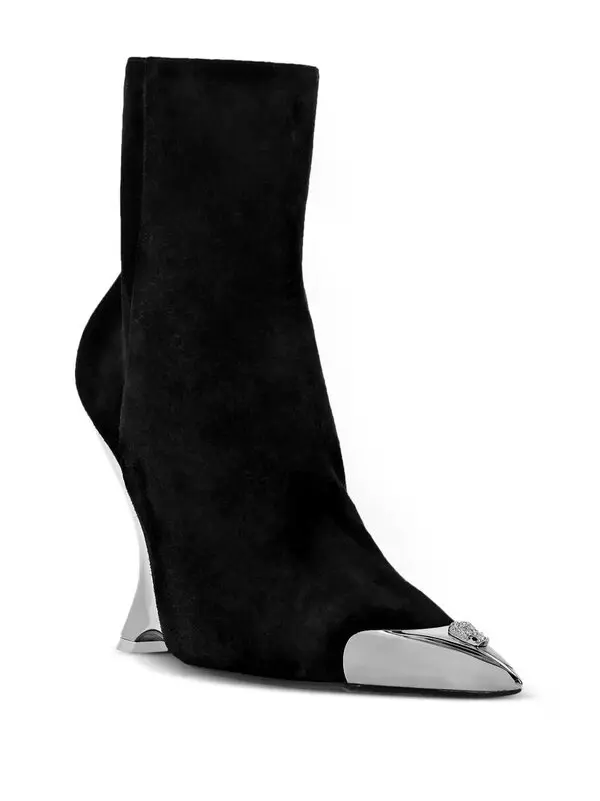 Philipp Plein Pointed-toe Suede Ankle Boots - Black