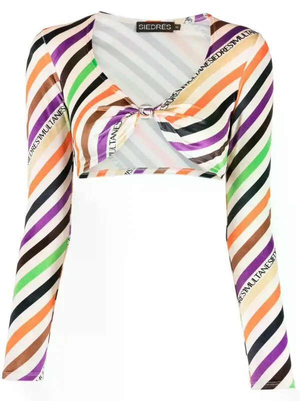 SIEDRES Logan Striped Twist-front Crop Top