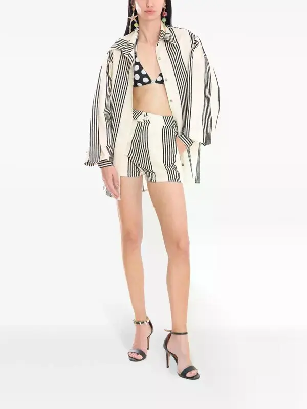 AMIR SLAMA Striped High-waisted Shorts