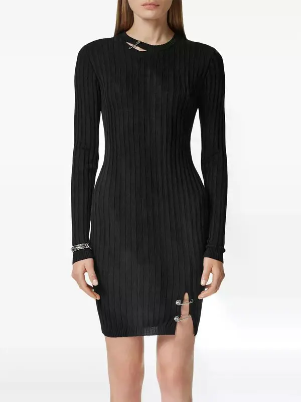Versace Safety Pin Ribbed-knit Mini Dress