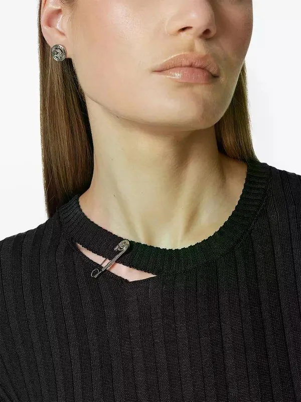 Versace Safety Pin Ribbed-knit Mini Dress