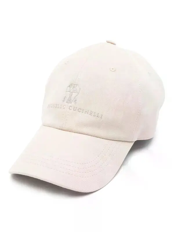 Brunello Cucinelli Embroidered Logo Cap - Neutrals