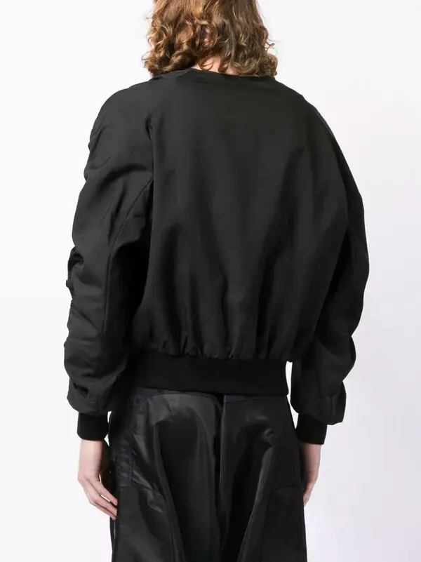 Random Identities Ruched Zip-up Bomber Jacket